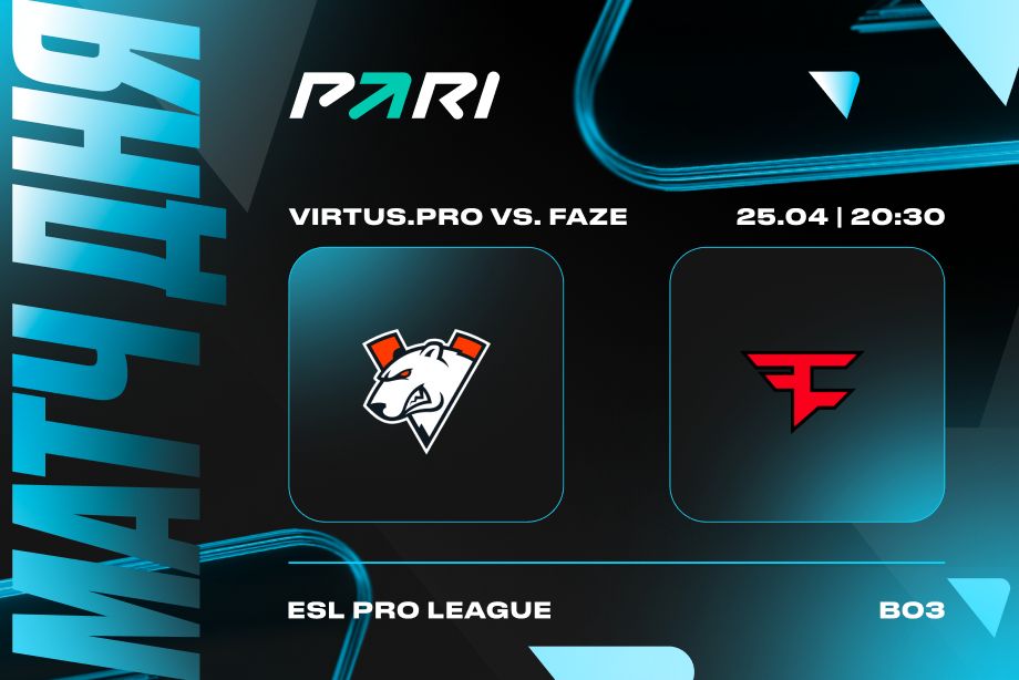 PARI: FaZe победит Virtus.pro в групповом этапе ESL Pro League Season 19 по CS2 — 25 апреля 2024