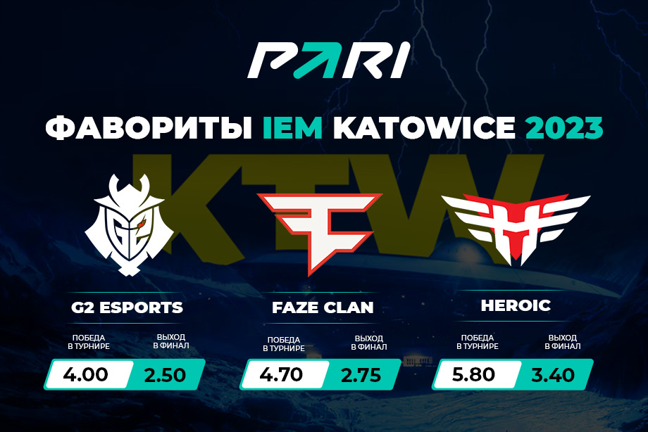 PARI: G2 и FaZe Clan — главные фавориты IEM Katowice 2023 по CS:GO — 1 февраля 2023